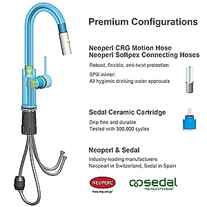 AguaStella AS59BG Brushed Gold Bar Faucet or Prep Kitchen Sink Faucet with Pull Down Sprayer and Single Handle