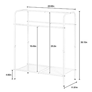Towel Racks for Bathroom Freestanding 3-Tier Towel Stand Rack for Bath Towel Stand Holder with Bottom Storage Shelf Organizer for Laundry Room White
