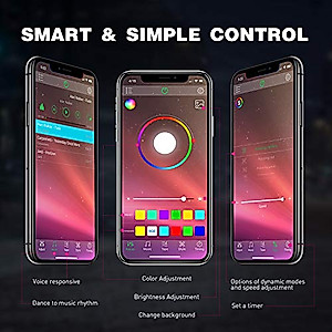 Nilight RGB LED Rock Lights Kit, 4 pods Underglow Multicolor Neon Light Pod with Bluetooth App Control Flashing Music Mode Wheel Well Light for Truck ATV UTV RZR SUV