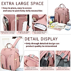 Uguisu Boys and Girls Diaper Backpack,Baby Nappy Bag Backpack,Baby Portable Folding Bed,Baby Large Capacity Multifunctional Diaper Backpack,Baby Gift - Pink