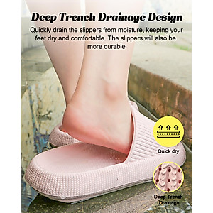 SUMMERJOY Cloud Slides for Women and Men, Soft Cloud Slippers, Massage Black Bubble Slides Easy Clean Thick Sole Non-slip Pillow Slippers, Shower, Swimming, Beach, Indoor and Outdoor Pillow Slides