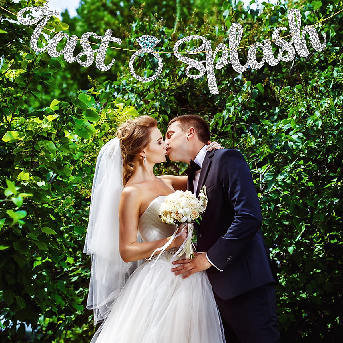 Last Splash Banner, Bride Shower Party Supplies, Engagement, Wedding Bachelorette Party Decorations - Silver Glitter