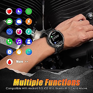 Military Smart Watch for Men Tactical Rugged Smart Watch with Bluetooth Call Flashlight 1.45" Big Screen Fitness Tracker Heart Rate Sleep Monitor Watch Waterproof Sports Smartwatch for iPhone Android
