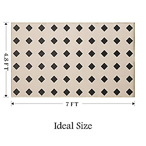 Area Rug 5 X 7 Modern Area Rugs-Washable Rugs Simple Neural Rugs for Living Room Carpet for Bedroom Dining Room-Diamond,5'x7',Cream and Black