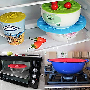 Adpartner Silicone Microwave Cover, 5 Pack Heat Resistant Silicone Lids Reusable Silicone Covers for Food Storage, BPA-Free Silicone Cooking Covers Food Suction Lids fits Bowls Cups Plates Pots Pans