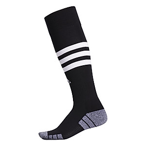 adidas 3-Stripe Hoop Soccer Socks (1-Pair) with Arch Compression for a Secure fit, Black/White, Small