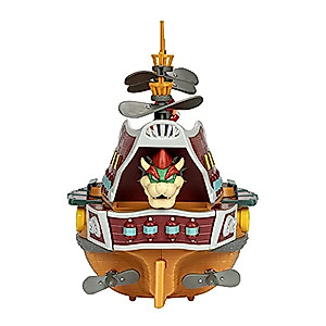 Super Mario Deluxe Bowser's Air Ship Playset with Mario Action Figure – Authentic in-Game Sounds & Spinning Propellers
