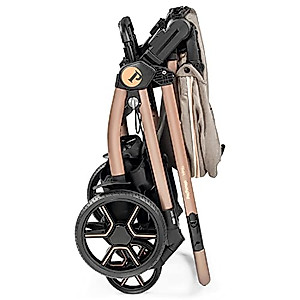 Ypsi – Compact Single to Double Stroller – Compatible with All Primo Viaggio Infant Car Seats & Ypsi Bassinets - Made in Italy - Mon Amour (Beige, Pink, & Rose Gold)