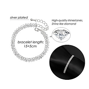 Aixiao Elegant Silver Necklace Earrings Bracelet Crystal Bridal Wedding Jewelry Sets for Brides Bridesmaid Prom Costume Accessories