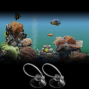 FEBSNOW Aquarium Suction Cups - 20 Pack Fish Tank Suction Cups Aquarium Suction Cup Clip Suction Hooks with 30 PCS Adjustable Cable Ties for Plants, Planter, Binding Moss Shrimp Nest