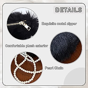 Oweisong Faux Fur Clutch Purses for Women Evening Bag Fluffy Fuzzy Handbags Black Furry Shoulder Bag for Wedding Party