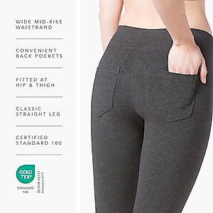 Fishers Finery Women's Ecofabric Straight Leg Yoga Pant with Pockets (H Gry, M) Heather Gray
