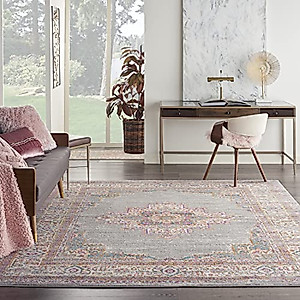 Nourison Passion Grey 8' x 10' Area-Rug, Boho, Traditional, Easy-Cleaning, Non Shedding, Bed Room, Living Room, Hallway (8x10)