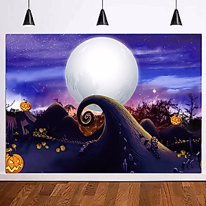 Yongqian Nightmare Halloween Themed Photography Backdrop Horror Pumpkin Trick or Treat Jack Theme Baby Shower Party Decor Photo Background Before Christmas Studio Props Home Banner 5x3ft Vinyl