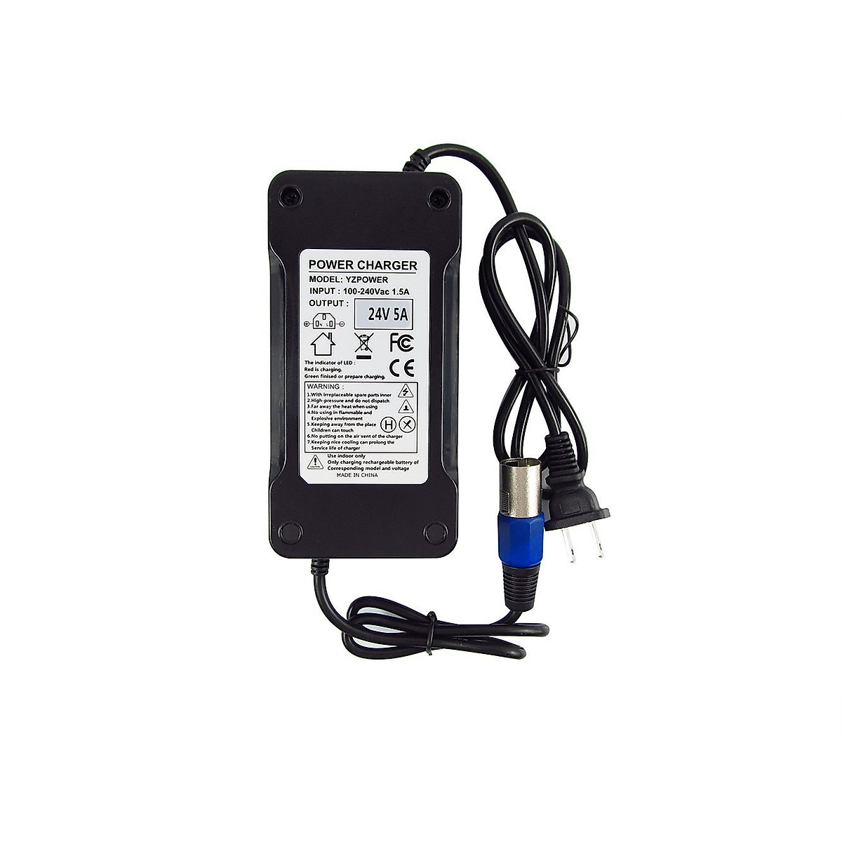 Abakoo 24V 5A Battery Charger Power Supply for Jazzy 1107,1121, 1121 HD, 614, 614 HD Smart Automatic with 3-Pin XLR Connector