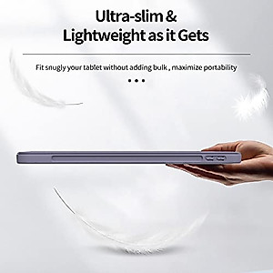 KenKe iPad Air 5th Generation Case 2022 / iPad Air 4th Generation Case 2020 with Pencil Holder, Auto Sleep/Wake, Slim Trifold Stand Case with Soft TPU Back Cover for iPad Air 10.9 inch, (Purple)