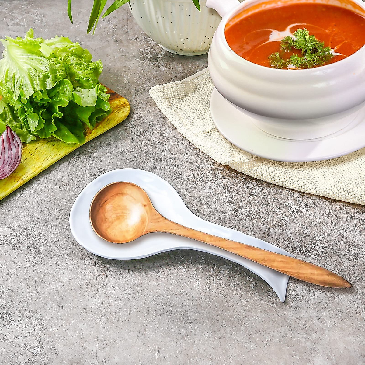 TP Melamine Spoon Rest For Kitchen Counter, Large Spoon Holder for Stove Top Spatula Holder Utensil Rest Kitchen Accessories Modern Farmhouse Kitchen Decor, White