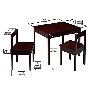 Amazon Basics Solid Wood Kiddie Table With Two Chairs, 3 Piece Set, Espresso