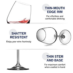 Paksh Novelty Italian Red Wine Glasses - 18 Ounce - Wine Glass Clear (Set of 4)