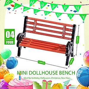 4 Pcs Miniature Bench, Mini Bench for Christmas Dollhouse, Miniature Plastic Bench Christmas Village Bench Doll House Bench Doll Bench Accessories City Park Bench Accessory for DIY Decor Cake Toppers