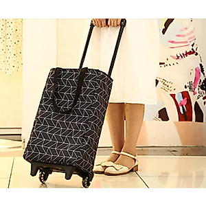 Upgrade Shopping Bag with Wheels Portable Trolley Bags Grocery Cart Utility Cart Rotating Wheels Cart Folding Shopping Cart- Larger Size & Waterproof & Strong