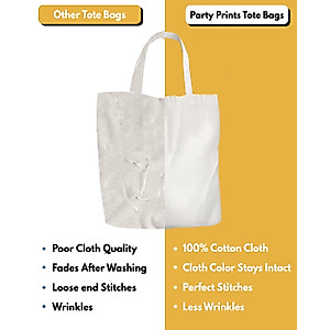 PartyPrints 5 Pack 15x16 Large Premium Cotton Canvas Tote Bag, Reusable Blank Plain Bulk Sublimation Natural Beige Cloth Bags with Handles for Gift, Beach, School, Work, DIY, Craft, Shopping, Painting