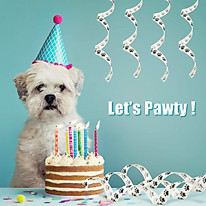 2 Rolls Paw Print Ribbon Paw Party Stain Ribbon Rolls for Dog Paw Print Party Ornaments Gift Wrap Decor, 3/8 Inch by 50 Yard