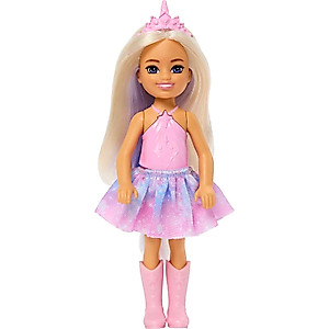 Barbie Unicorn-Inspired Chelsea Doll with Lavender Hair, Unicorn Toys, Horn Headband and Detachable Tail