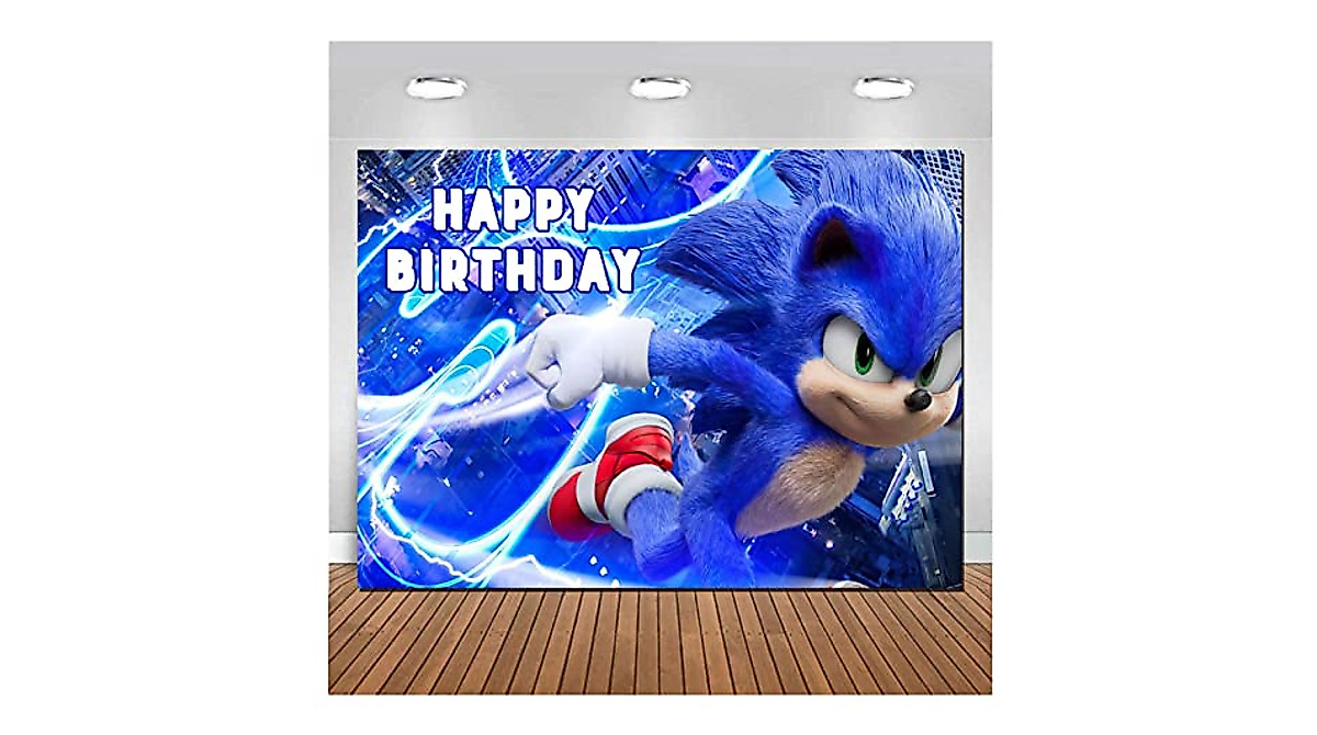 Vibrant Sonic Hedgehog Birthday Backdrop 7x5ft for Kids Parties