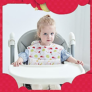 Little Dimsum Feeding Baby Bibs Waterproof Drool Christmas Bib Coverall 2 PCS Set Adjustable Closure for Babies Toddlers with Large Pocket (6-36 Months) Christmas（Snowman&Santa）