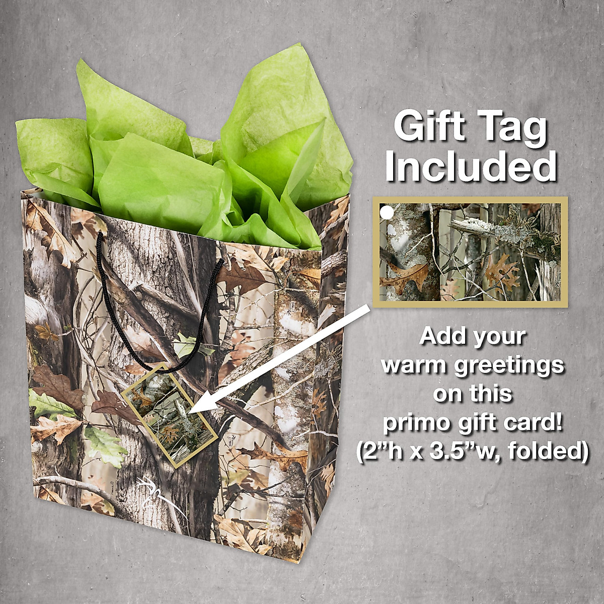 Havercamp Next Camo Party Gift Bag | 1 Count | Great for Hunter Themed Party, Camouflage Motif, Birthday Event, Graduation Party, Father's Day Celebration