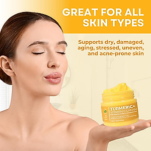 Turmeric Face Cream for Face & Body - All Natural Turmeric Skin Brightening Lotion - Cleanses Skin, Fights Acne, Evens Tone, Fades Scars, Sun Damage, & Age Spots - Turmeric Cream with Vitamin C