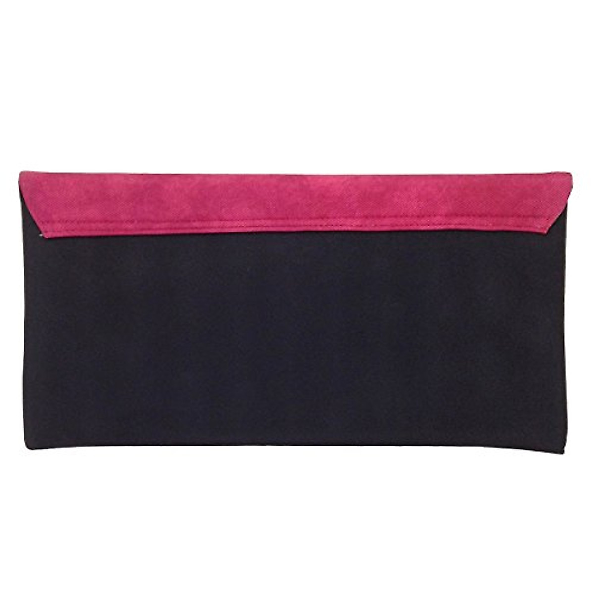 Color Block Flat Canvas Clutch, Fuchsia Medium