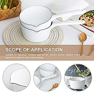 CALIDAKA 1.2L Enamel Milk Pan, Mini Butter Warmer, Enamelware Saucepan Pan with Pour Spout, Nonstick Enamel Milk Pot, Enamel Melting Pot for Induction Electric Gas Stoves