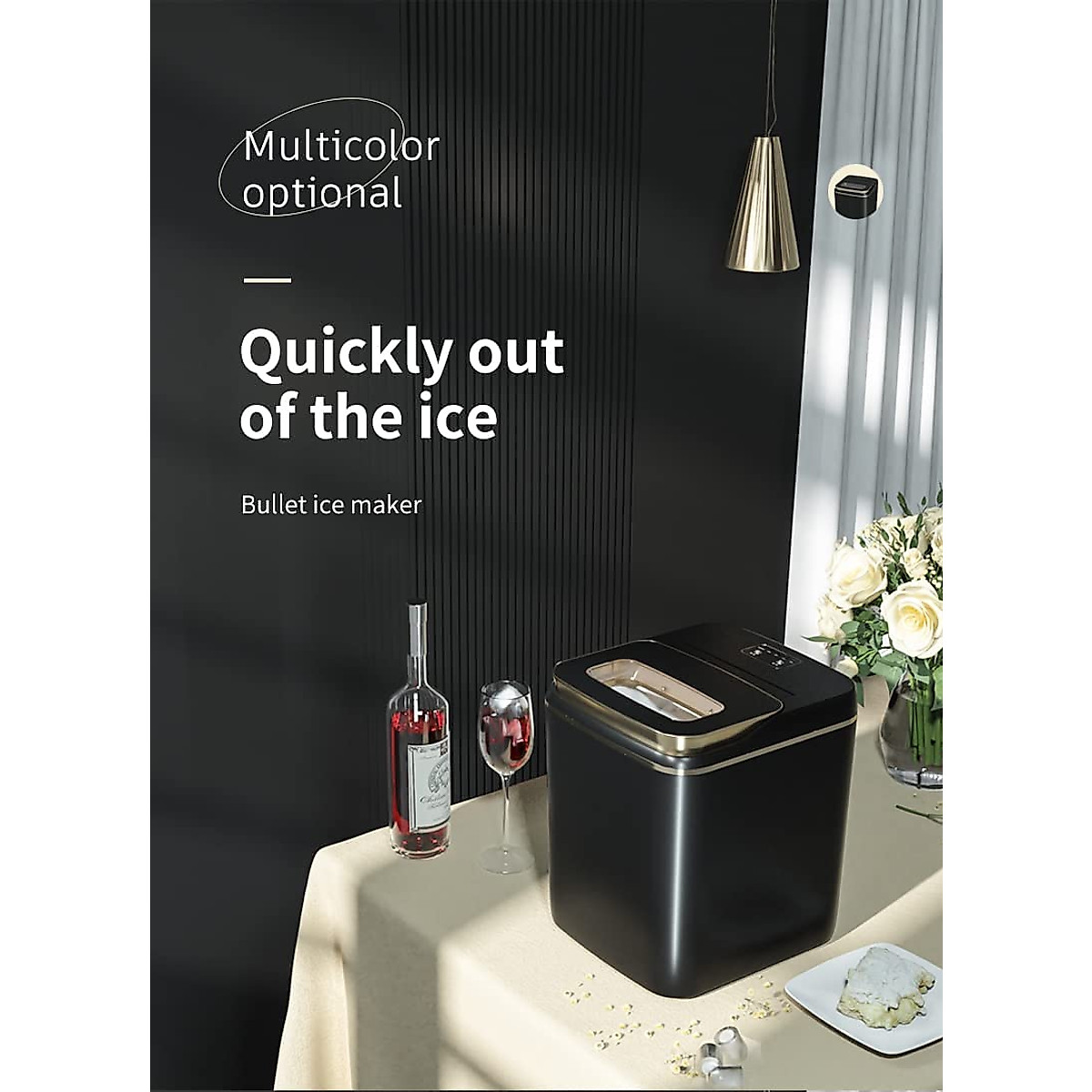 Counter Top Ice Makers with Self-Cleaning, Portable Ice Maker Countertop, 9 Cubes Ready in 8 Mins 26lbs/24hrs, Compact Ice Maker with Ice Scoop