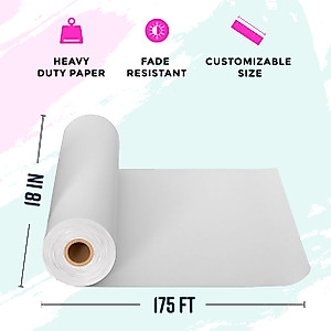 White Kraft Arts and Crafts Paper Roll - 18 inches by 175 Feet (2100 Inch) - Ideal for Paints, Wall Art, Easel Paper, Fadeless Bulletin Board Paper, Gift Wrapping Paper and Kids Crafts - Made in USA