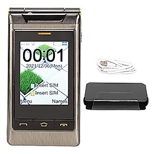 Zyyini Unlocked Flip Phone, 3 Inchs Big Buttons Big Fonts Flip Mobile Phone for Seniors, Dual SIM Card, Loud Volume Speaker, with LED Flashlight and SOS Emergency Calls, 5900mAh Battery(Tarnish)
