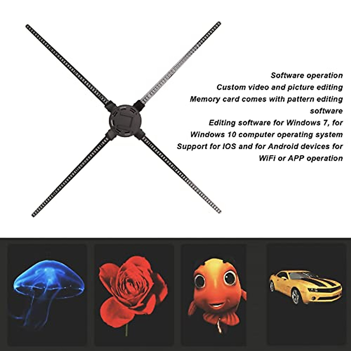 3D Hologram Advertising Display Fan 33.5inch, 1600×1600 Hi Resolution and APP Control, 8G Built in, LED Light 3D Holographic Projector Fan for Business Store Shop Bar(US)