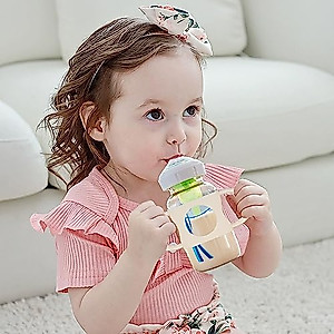 Wide Neck Bottle Handles for Dr Brown, 2 Pack Baby Bottle Holder 100% Silicone, BPA Free, Dishwasher Safe, Baby Grasp Teaching, Hands Free Feeding, White and Green