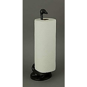 Rustic Brown Cast Iron Long Neck Dinosaur Paper Towel Holder