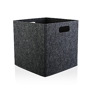 GOHOME Foldable Storage Cubes, Cube Storage Bins with Dual Handles - Dark Grey