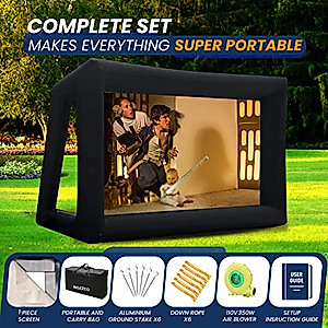 25 FT Outdoor Inflatable Projector Screen -NOZZCO- Portable Giant Movie Screen + 10x Printable Movie Ticker Templates + Lightweight & Easy to Inflate –Premium Material Made for Family Pool Party
