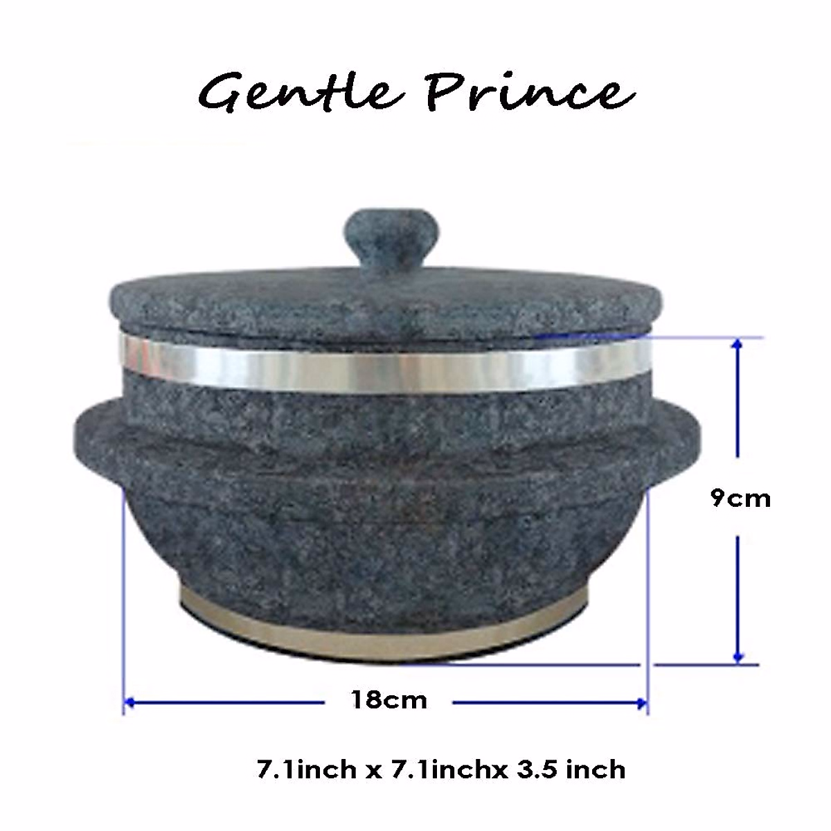 Gentle Prince Non-stic Traditional Stone Rice Cooker Cauldron Multi Cooker 18cm Nurungji,Crust of Overcooked Scorched Rice Korea for 2~3 people 7.1inch x 7.1inchx 3.5 inch