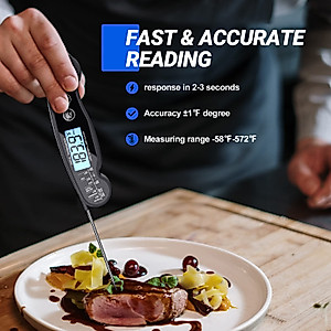 MANVINS Digital Meat Thermometer, Waterproof Instant Read Food Thermometer for Cooking and Grilling, Kitchen Gadgets with Backlight & Calibration for Candy, BBQ Grill, Liquids, Beef, Turkey