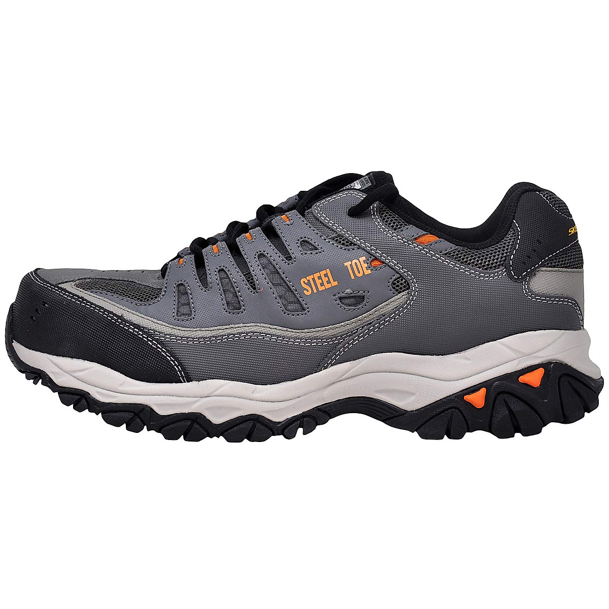 Skechers Men Cankton Athletic Steel Toe Work Sneaker, Charcoal/Orange, 11 M US