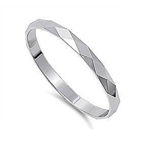 CloseoutWarehouse 925 Sterling Silver Paragon Cut Band Ring Size 14