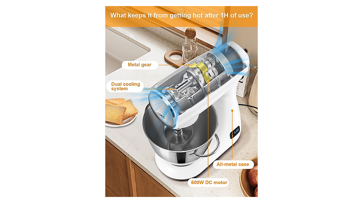 ZACME Mixers Kitchen Electric Stand Mixer, Aluminum die casting and ...