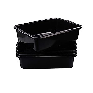 Buyitt 4-Pack 24 L Commercial Bus Box, Plastic Utility Bus Tubs, Black
