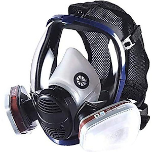 17 in 1 Full Face Large Size Respirator,Reusable Full Face Respirator Widely Used in Organic Gas,Paint Sprayer, Chemical,Woodworking,Dust Protector, Medium