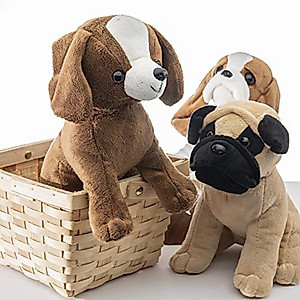 PREXTEX Plush Puppy Dogs - Set of 3 Realistic Looking 8-Inch Cute and Cozy Stuffed Animals